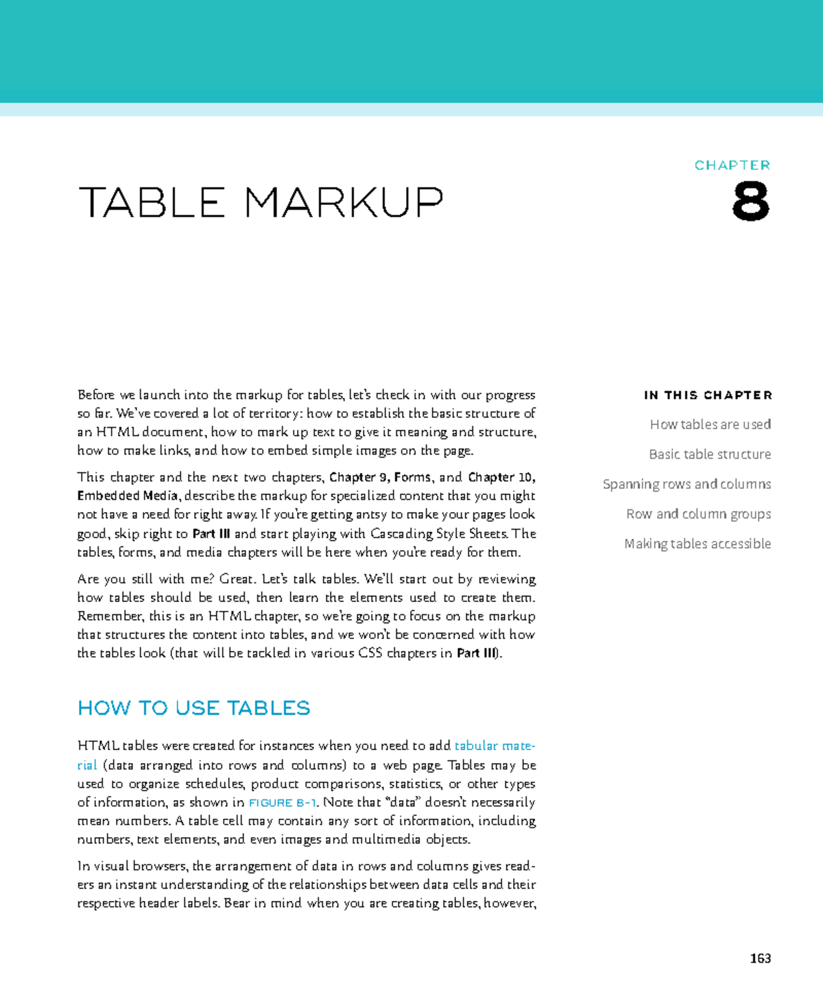 Learning web table markup - I N T H I S C H A P T E R How tables are ...