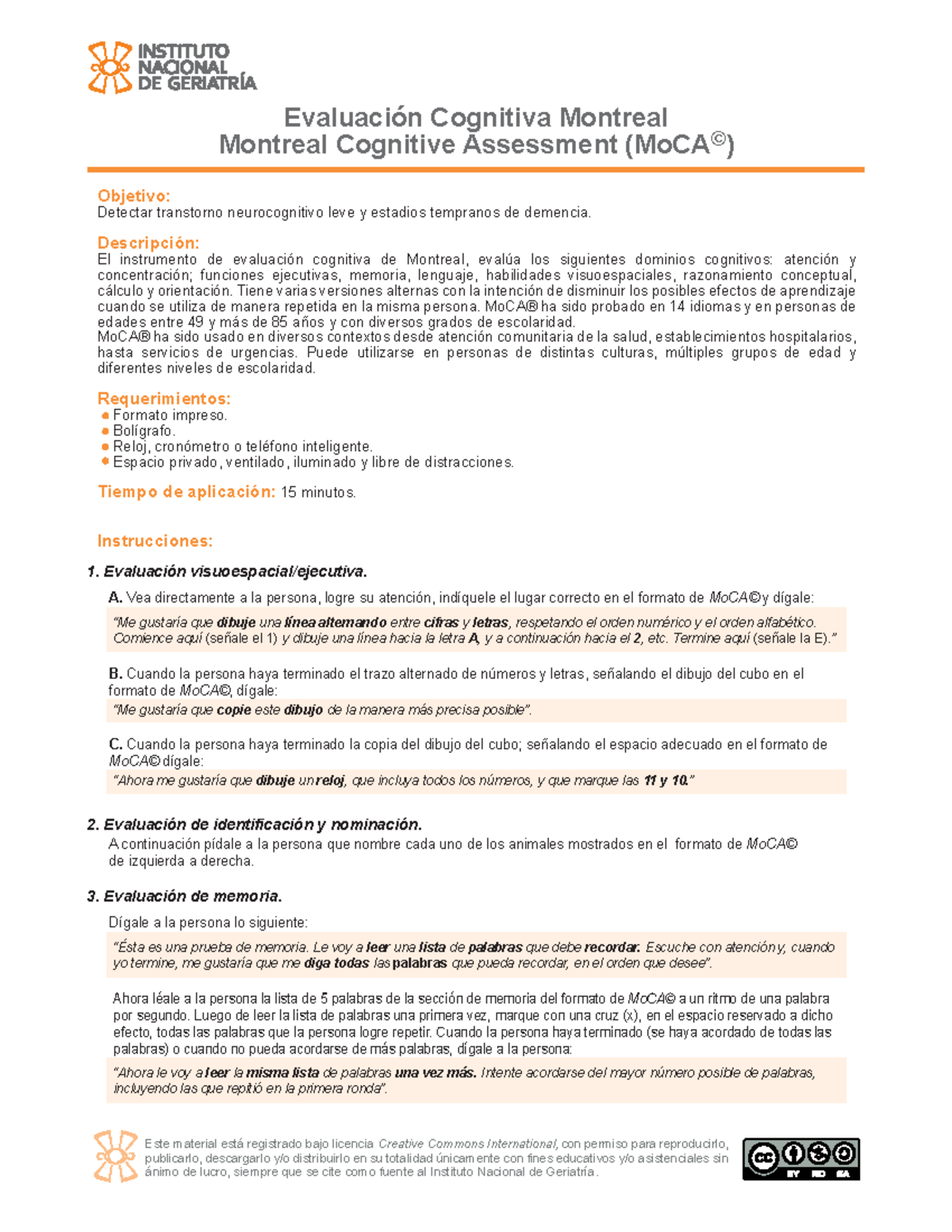20 Mo CA - La Evaluación Cognitiva de Montreal (MoCA) es una prueba ...