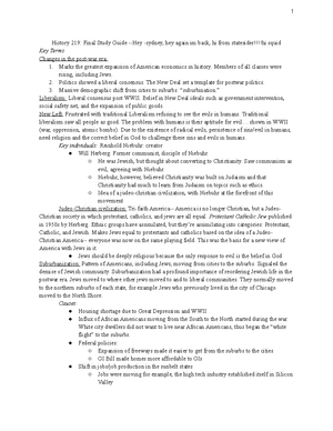 History 219 Study Guide 2 - 1 History 219 Study Guide: Exam 2 Key Terms ...