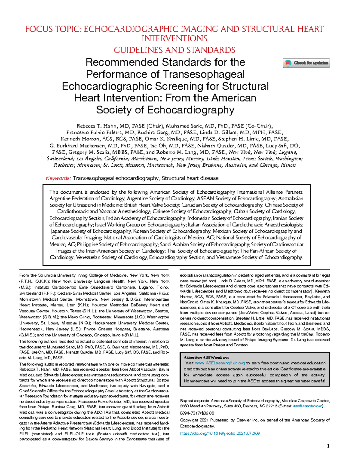 Ecote ASE - ECO - FOCUS TOPIC: ECHOCARDIOGRAPHIC IMAGING AND STRUCTURAL ...