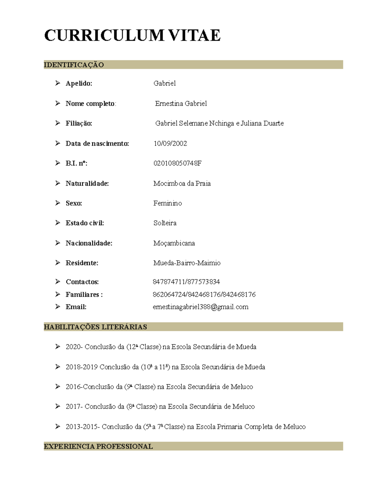 Curriculum Vitae Francisco - CURRICULUM VITAE IDENTIFICAÇÃO Apelido ...