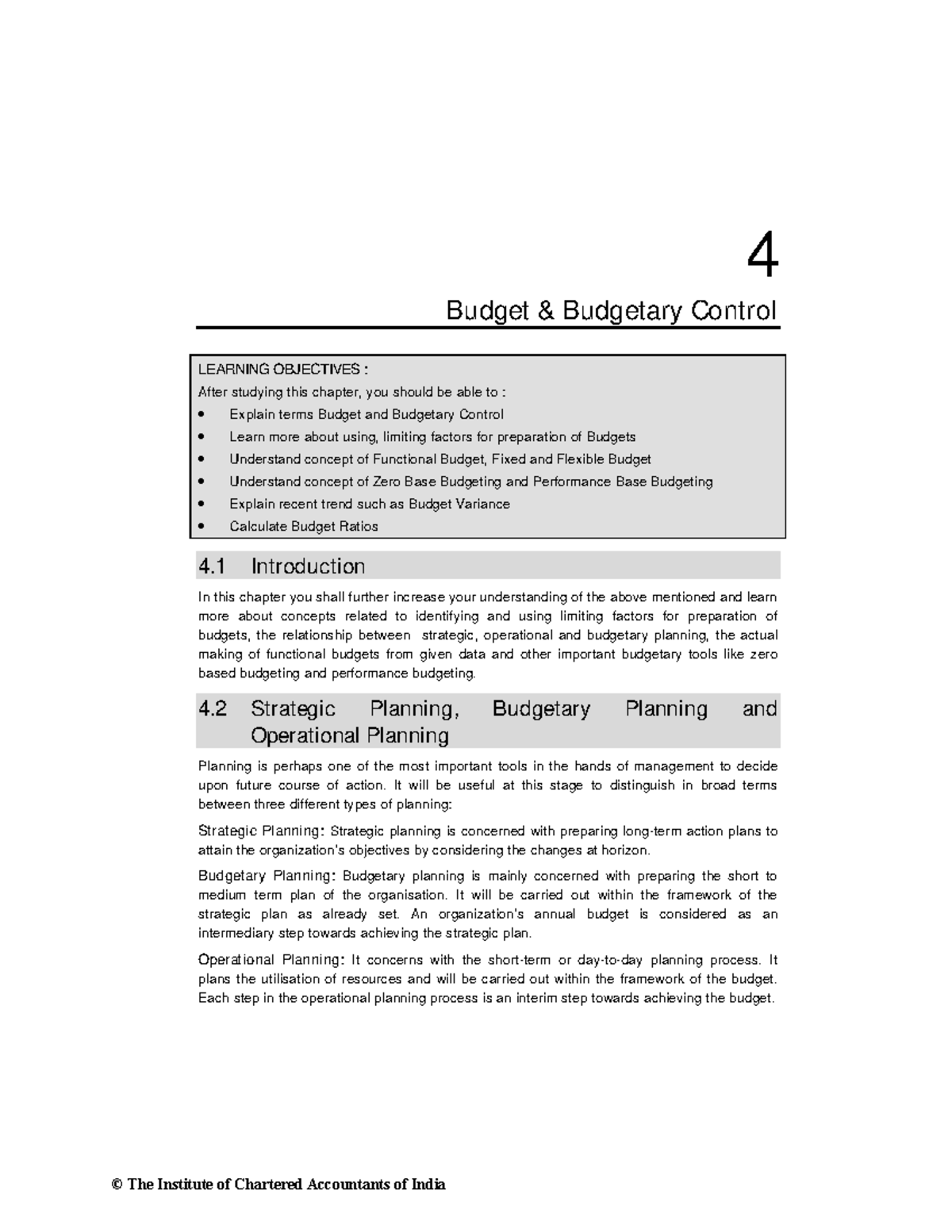 Chapter 4 budget budgetary control - 4 Budget & Budgetary Control ...