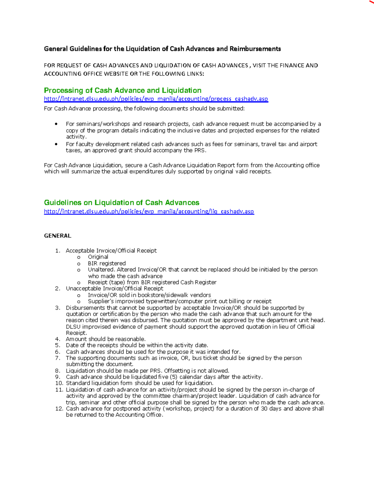 Liquidation - Observation - General Guidelines for the Liquidation of ...