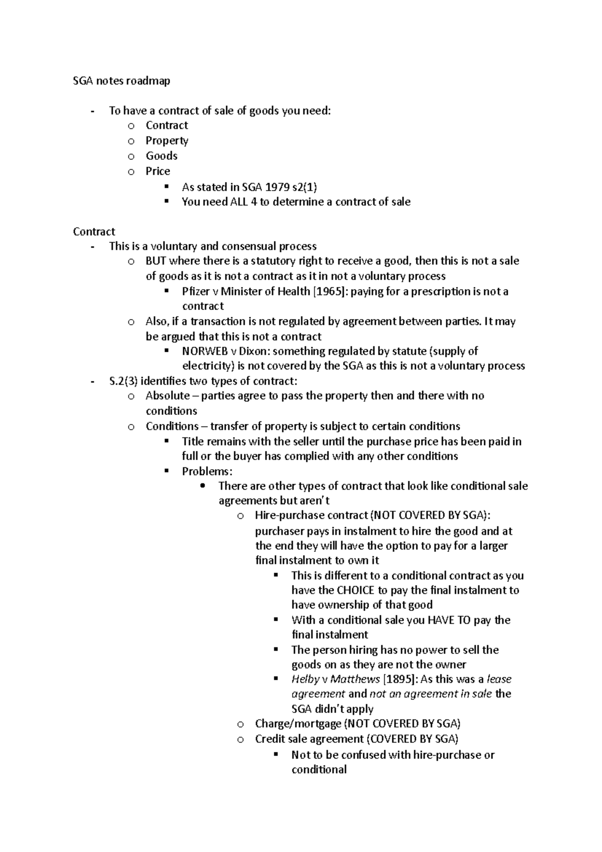 SGA notes roadmap - SGA notes roadmap To have a contract of sale of ...