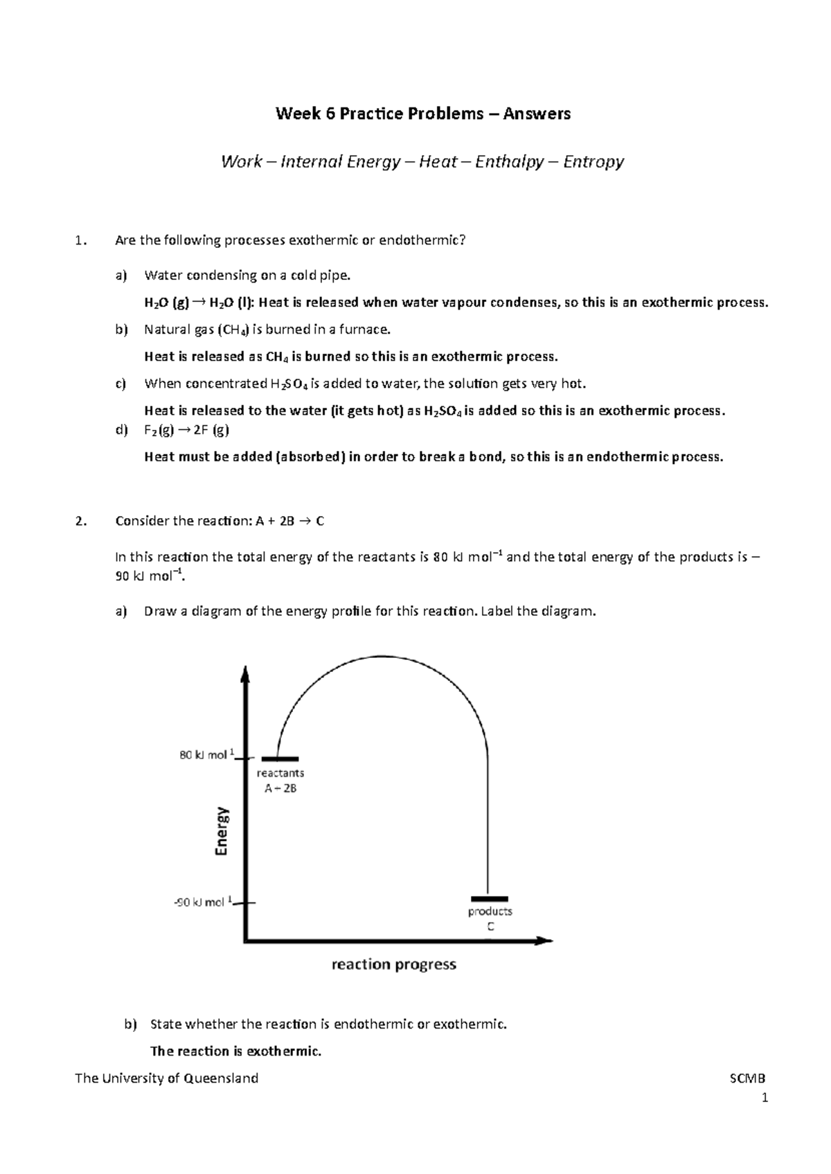 CHEM1100 Week 6 PSS Worksheet Answers 1 Week 6 Practice Problems