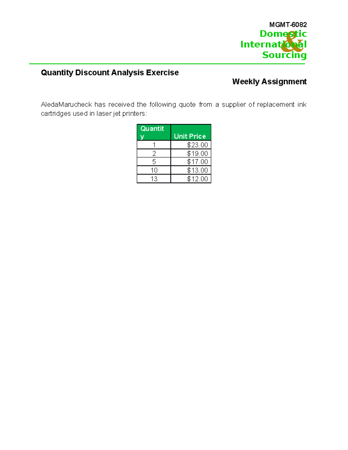 Chapter 12 - Mandatory Assignment - MGMT- Domestic International ...