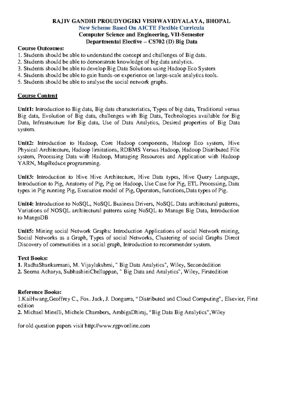 Rgpv syllabus btech cs 7 sem cs702 d big data - RAJIV GANDHI ...
