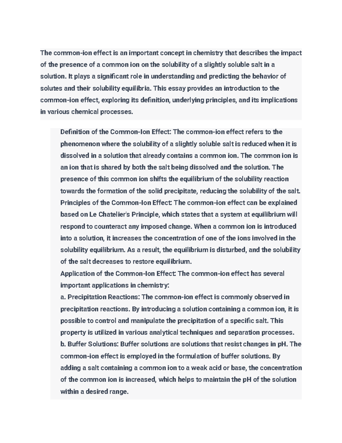 Unit 7 Common-ion effect - The common-ion effect is an important ...