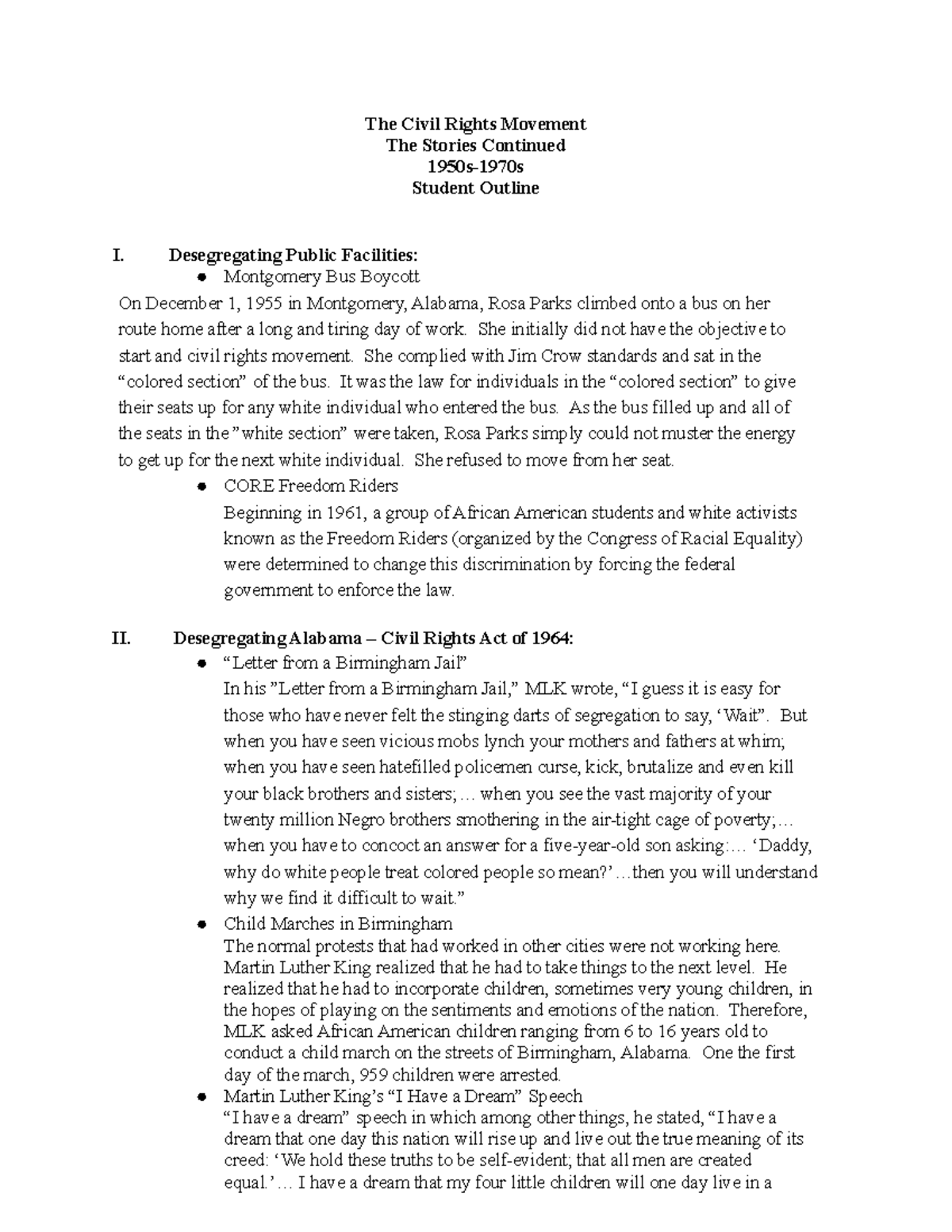 Civil Rights-The Stories Continued - The Civil Rights Movement The ...