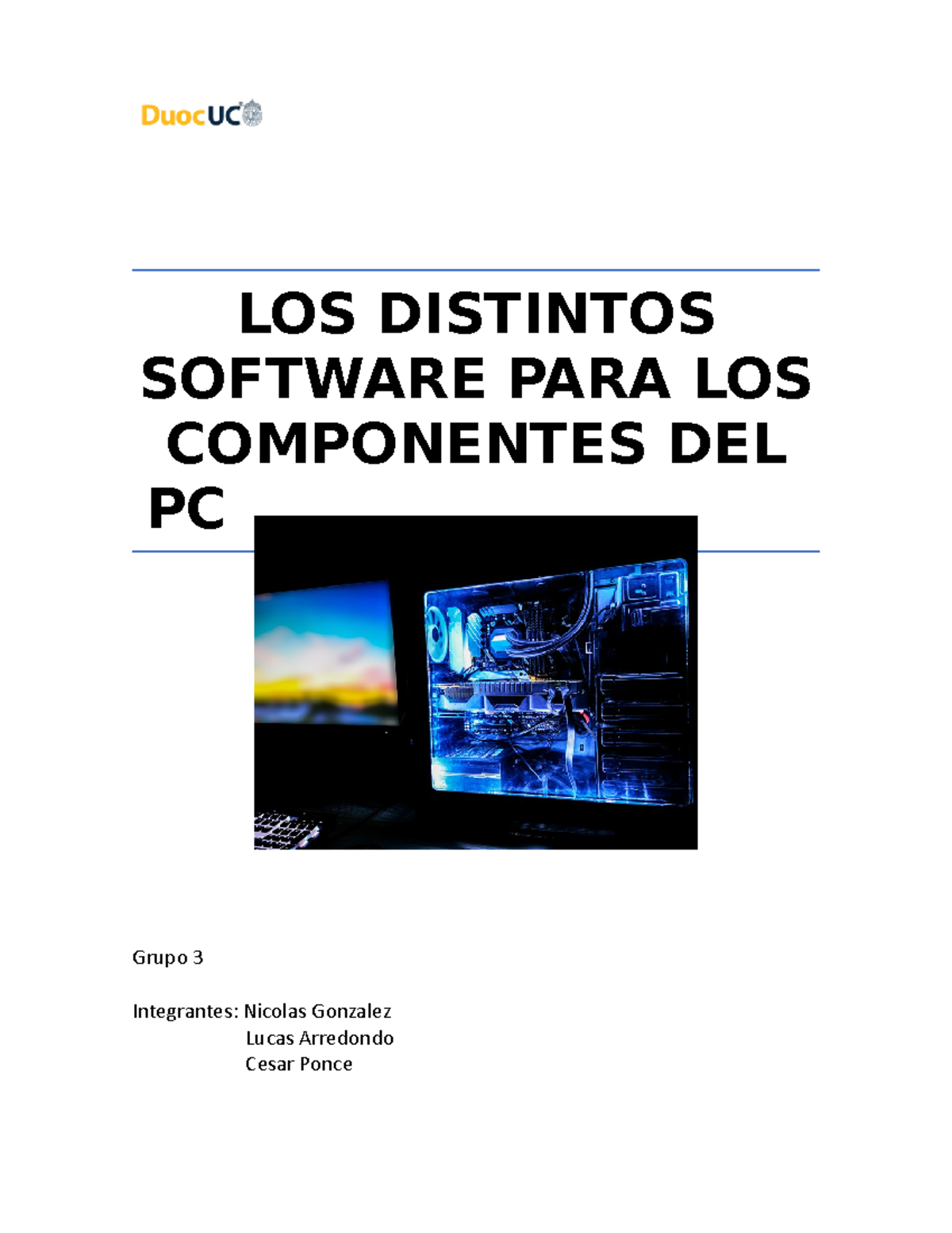 Los distintos software para los componentes del pc Grupo 3 - LOS ...