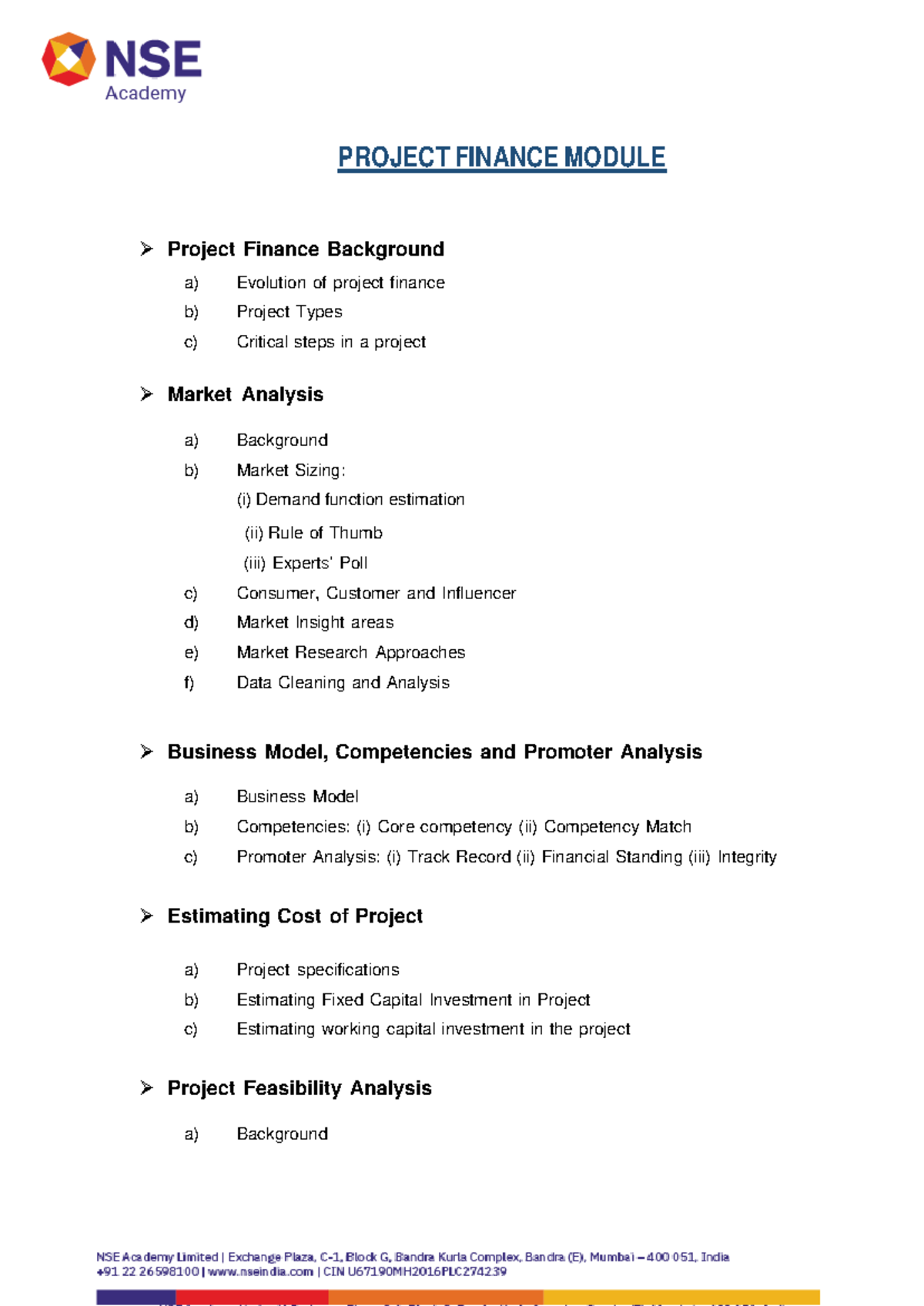 Project Finance Module - PROJECT FINANCE MODULE Project Finance ...