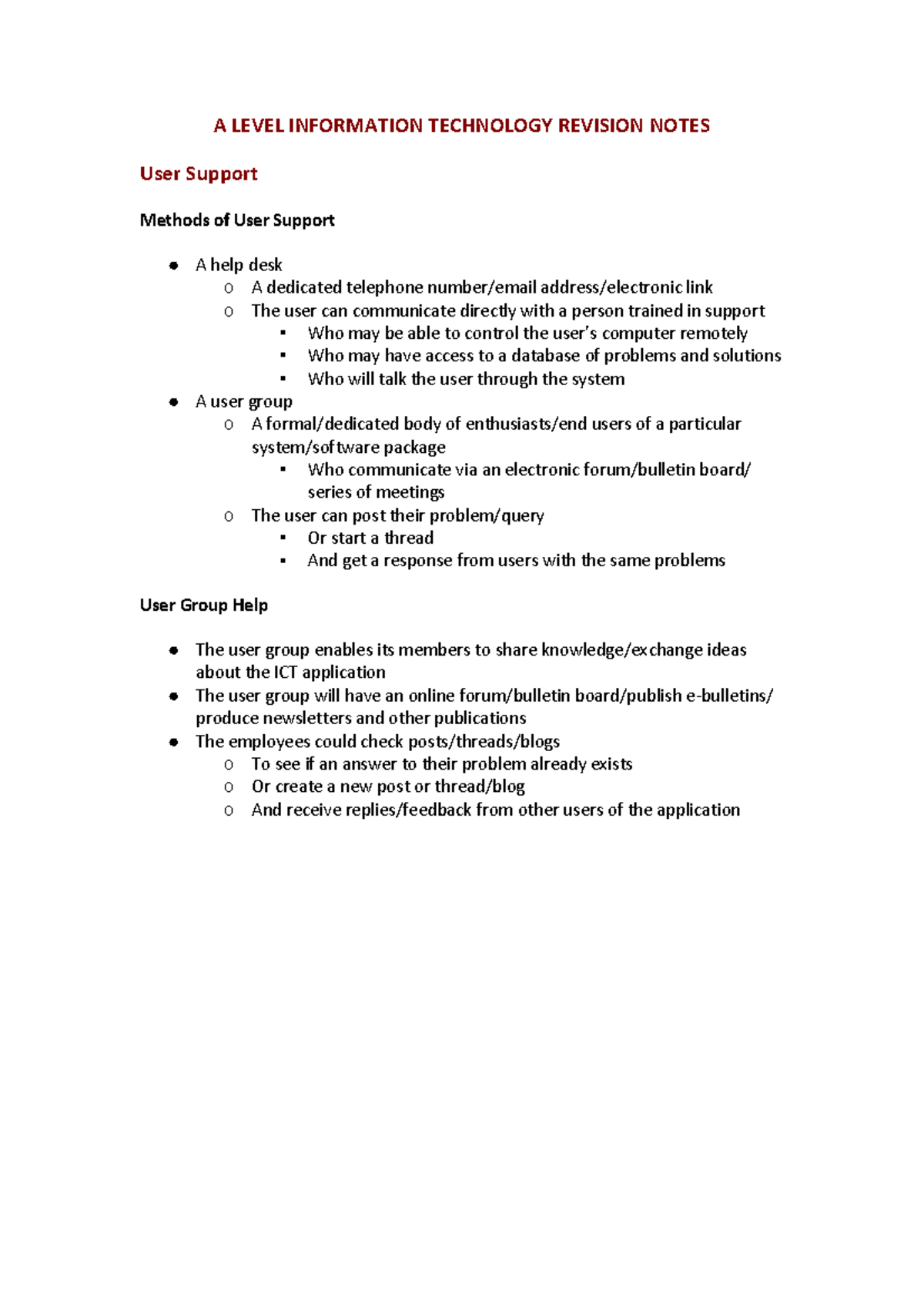 A level ICT revision TOPICAL NOTES 2018 - A LEVEL INFORMATION ...