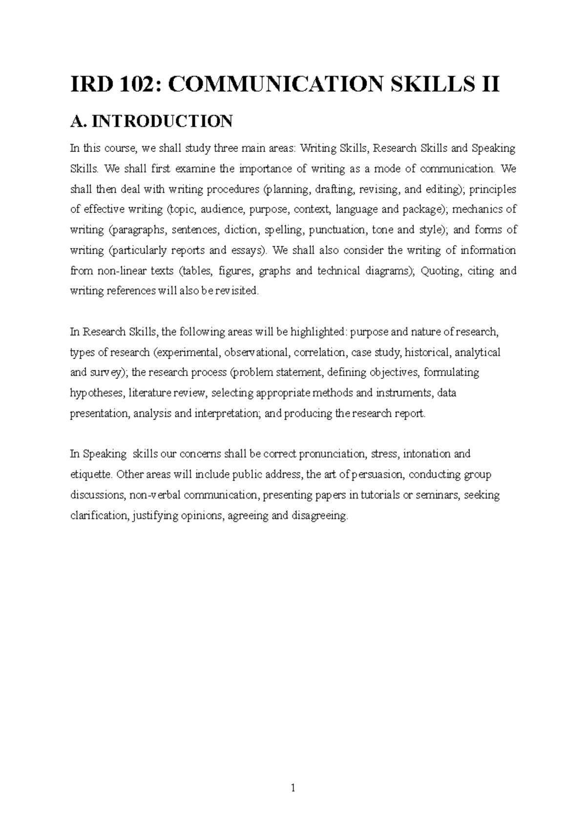 HRD 102 Notes 2021 - Study material - IRD 102: COMMUNICATION SKILLS II ...