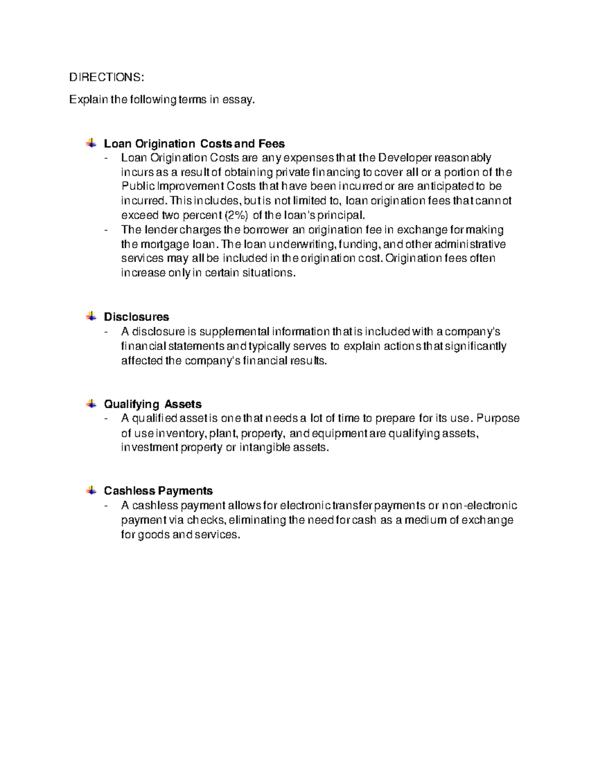 Activity 3 - finance - DIRECTIONS: Explain the following terms in essay ...