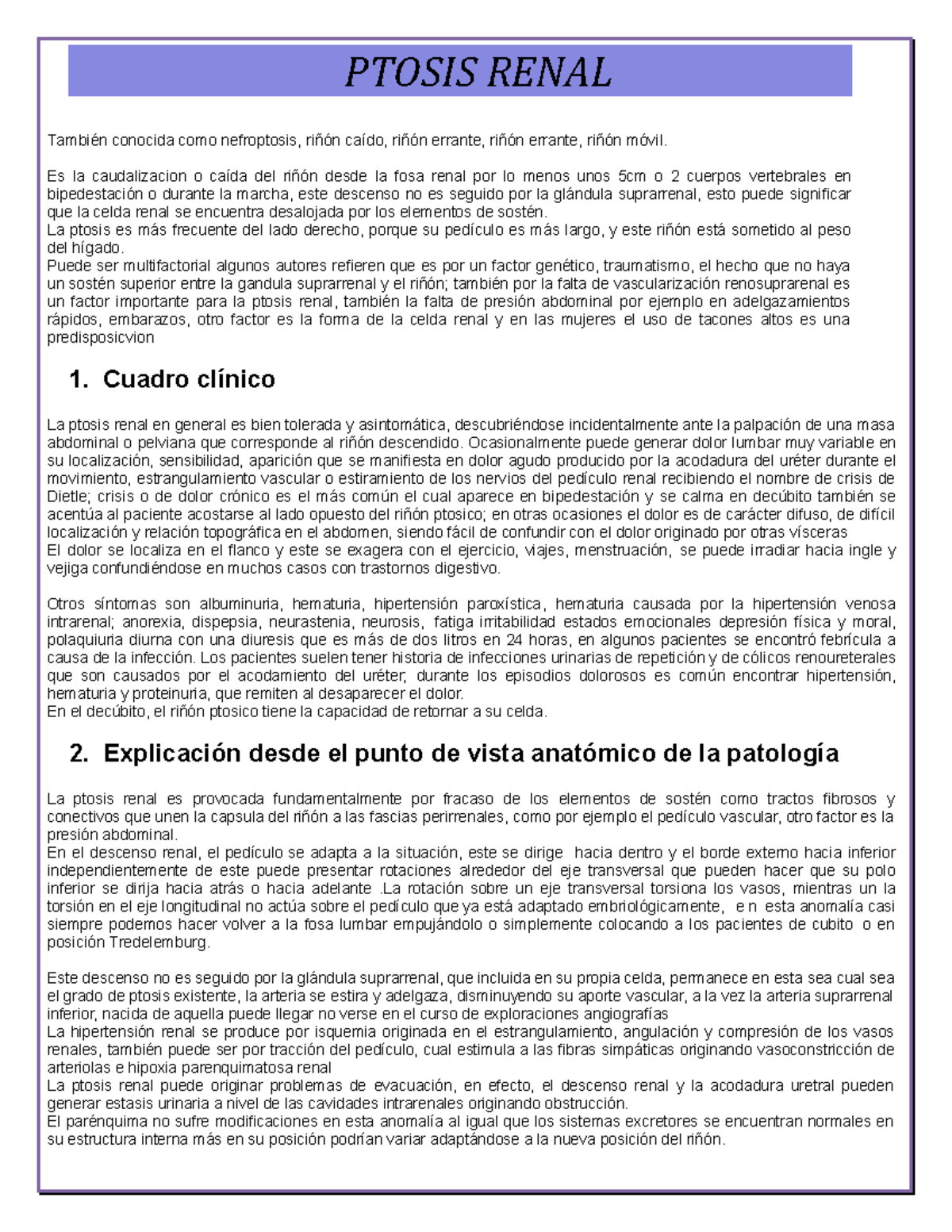 Ptosis RENA1 - Son resúmenes de nefrología - PTOSIS RENAL También ...