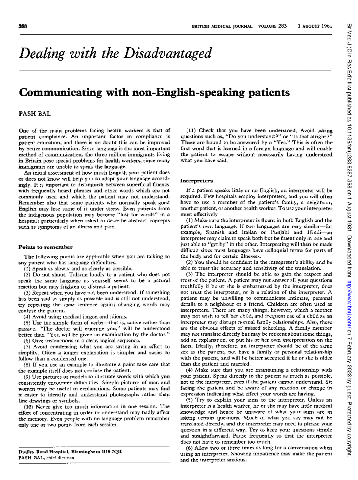 368 - Just a helpful guide on doctor etiquette. - BRITISH MEDICAL ...