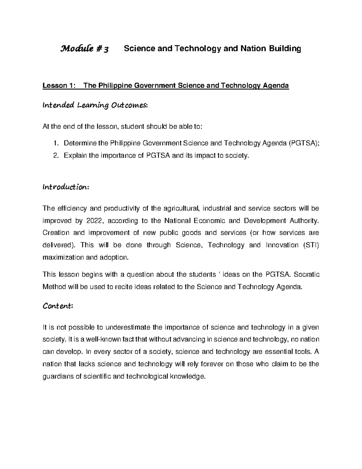 Module-3 STS - 1 ...