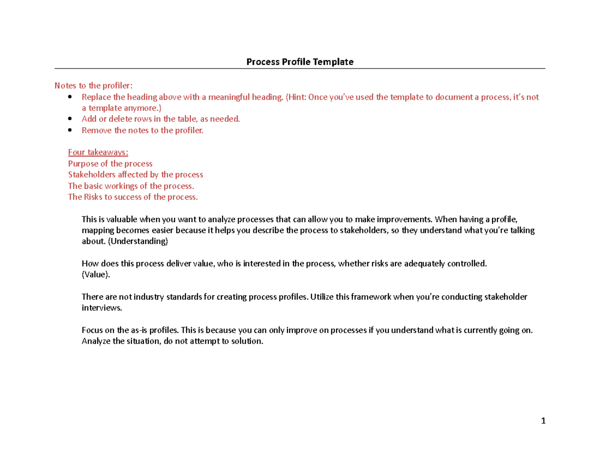 Process Profile Template - DMIT1506 - NAIT - Studocu