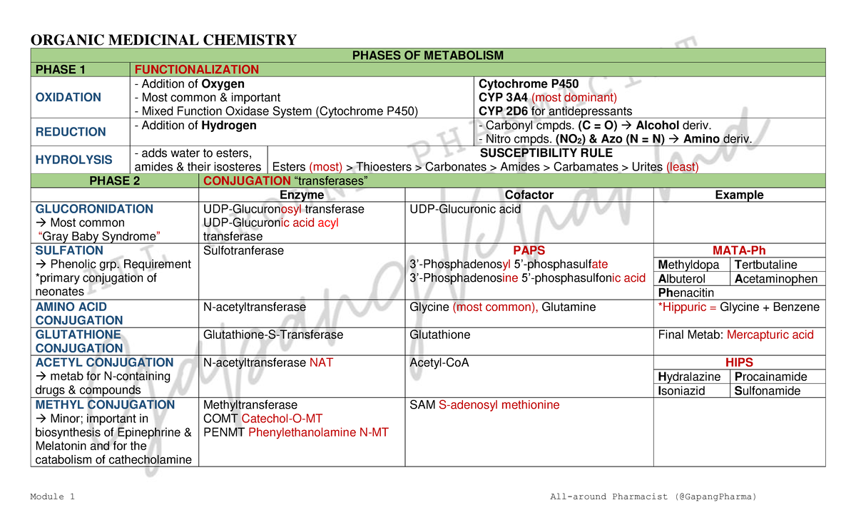 M1 - Pharmaceutical chemistry - ORGANIC MEDICINAL CHEMISTRY PHASES OF ...