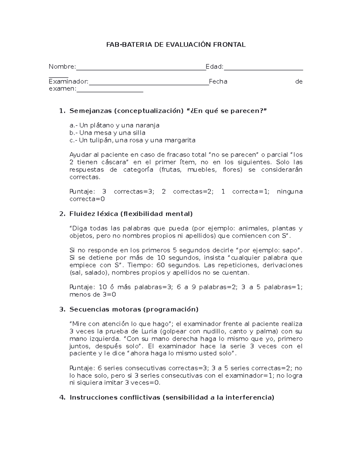 Frontal Assessment Battery (FAB) - FAB-BATERIA DE EVALUACIÓN FRONTAL ...