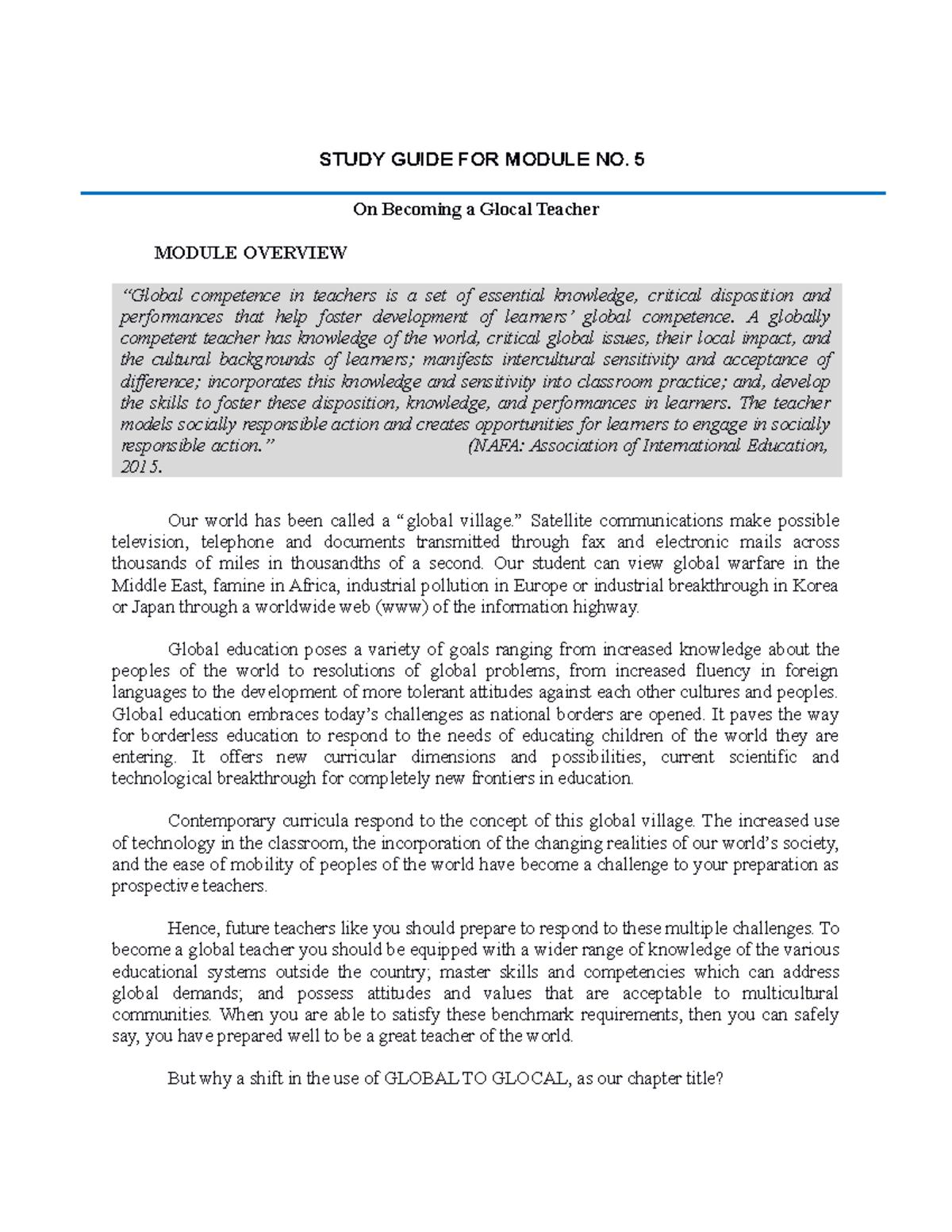 The Teaching Profession module 5 - Facilitating Learner Centered ...