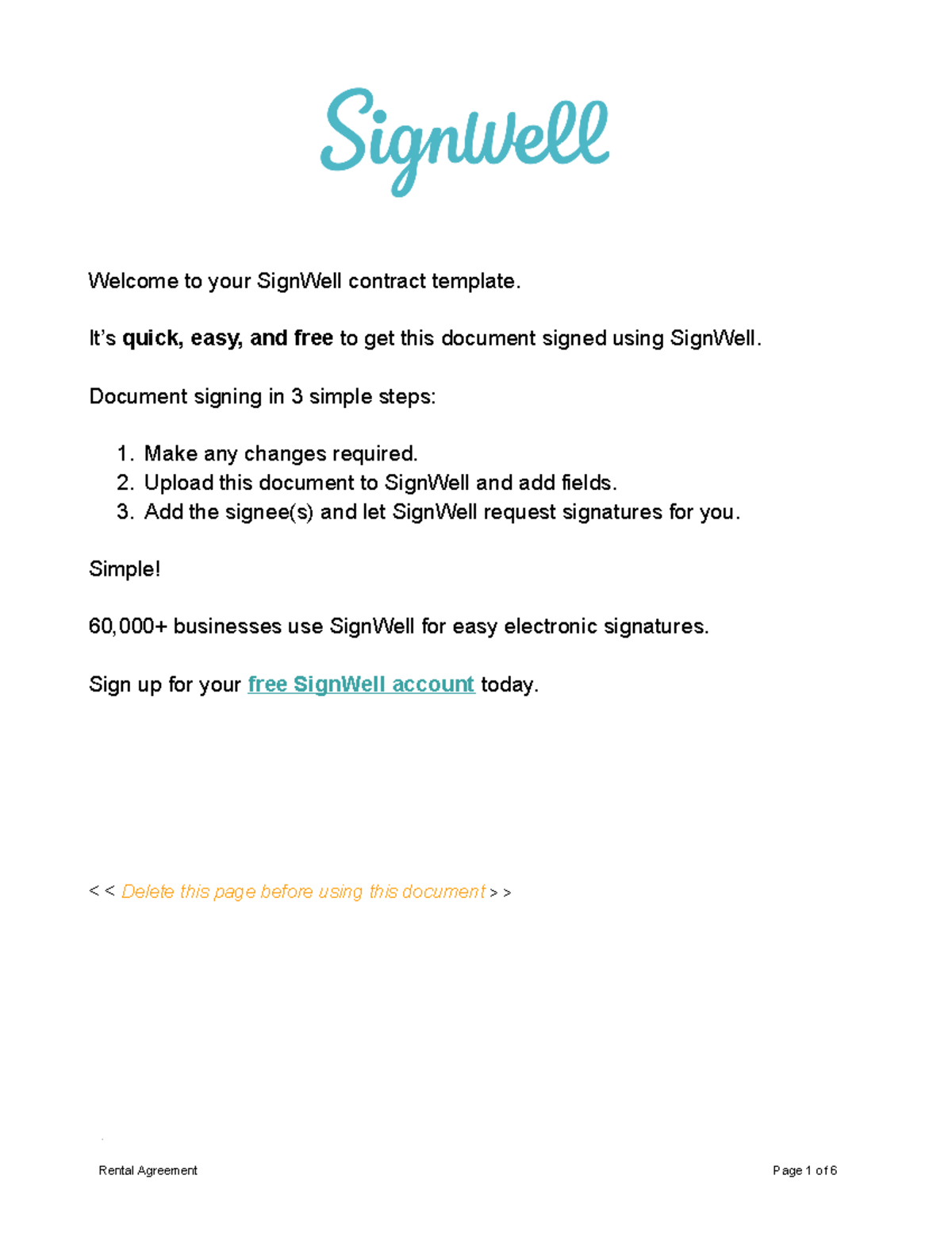 Basic-rental-agreement - Welcome to your SignWell contract template. It ...