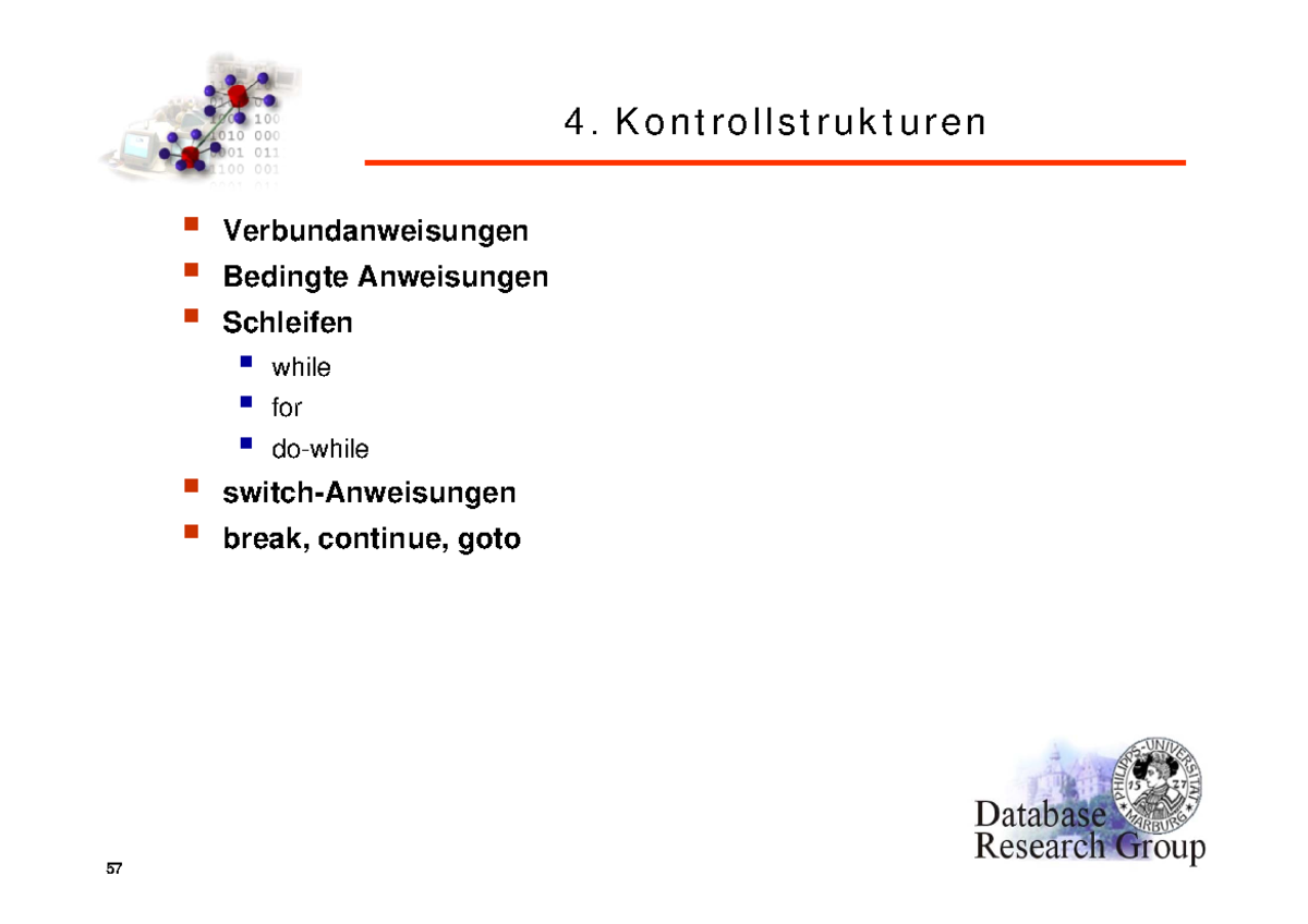 04 Kontrollstrukturen - 4. K o n t r o l l s t r u k t u r e n - Studocu