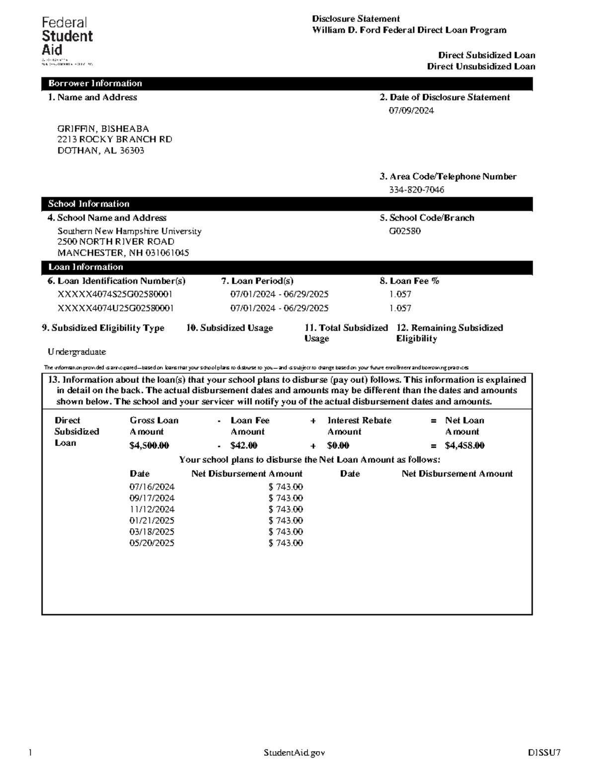 Disclosure Statement - work - Disclosure Statement William D. Ford ...