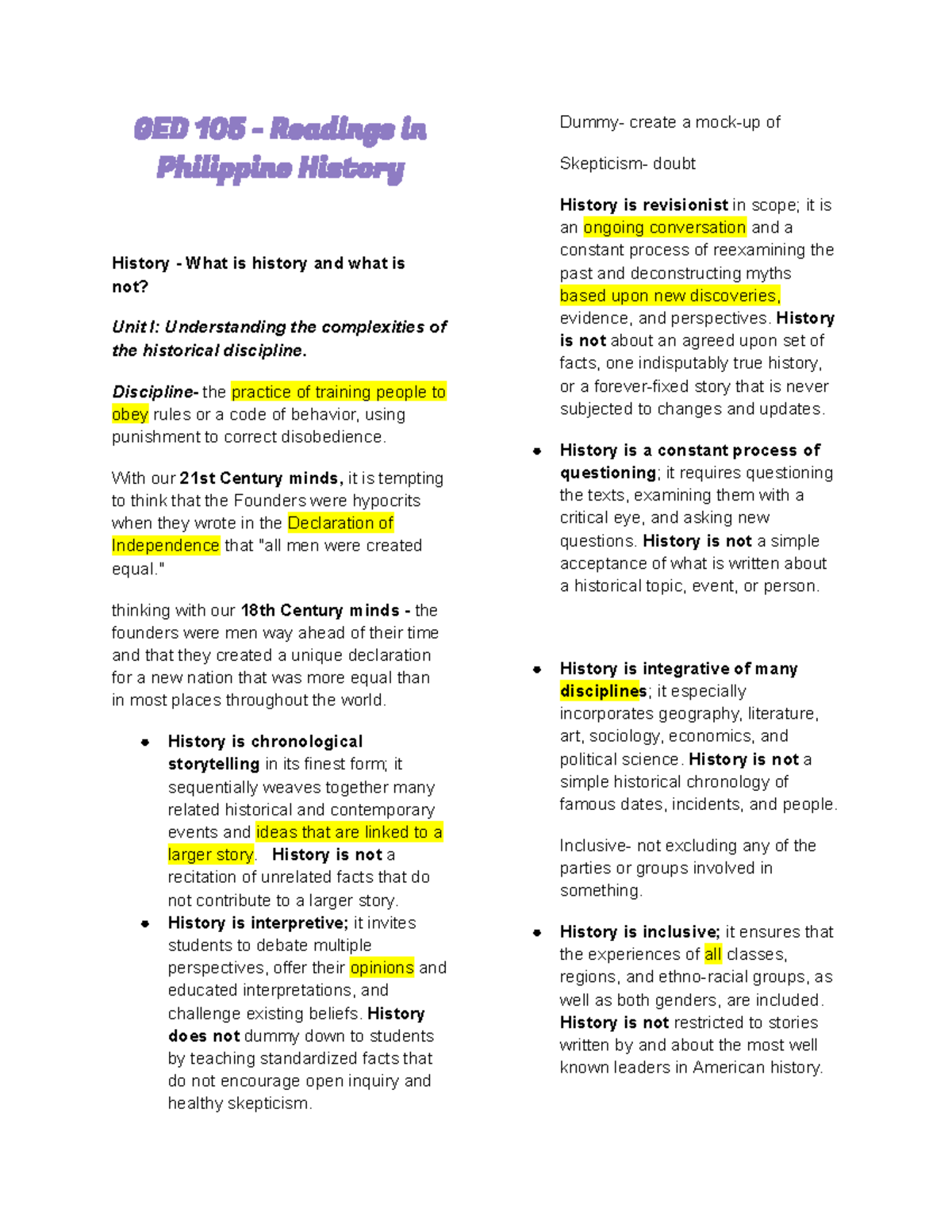 RIPH Lessons 1 3 - Read and learn - GED 105 - Readings in Philippine ...