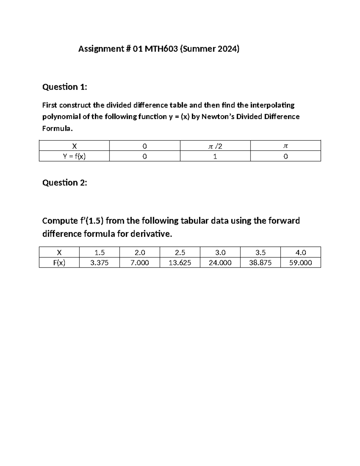Assignment-1-mth603 - This file may helpful to you. - Numerical analysis - Assignment # 01 ...