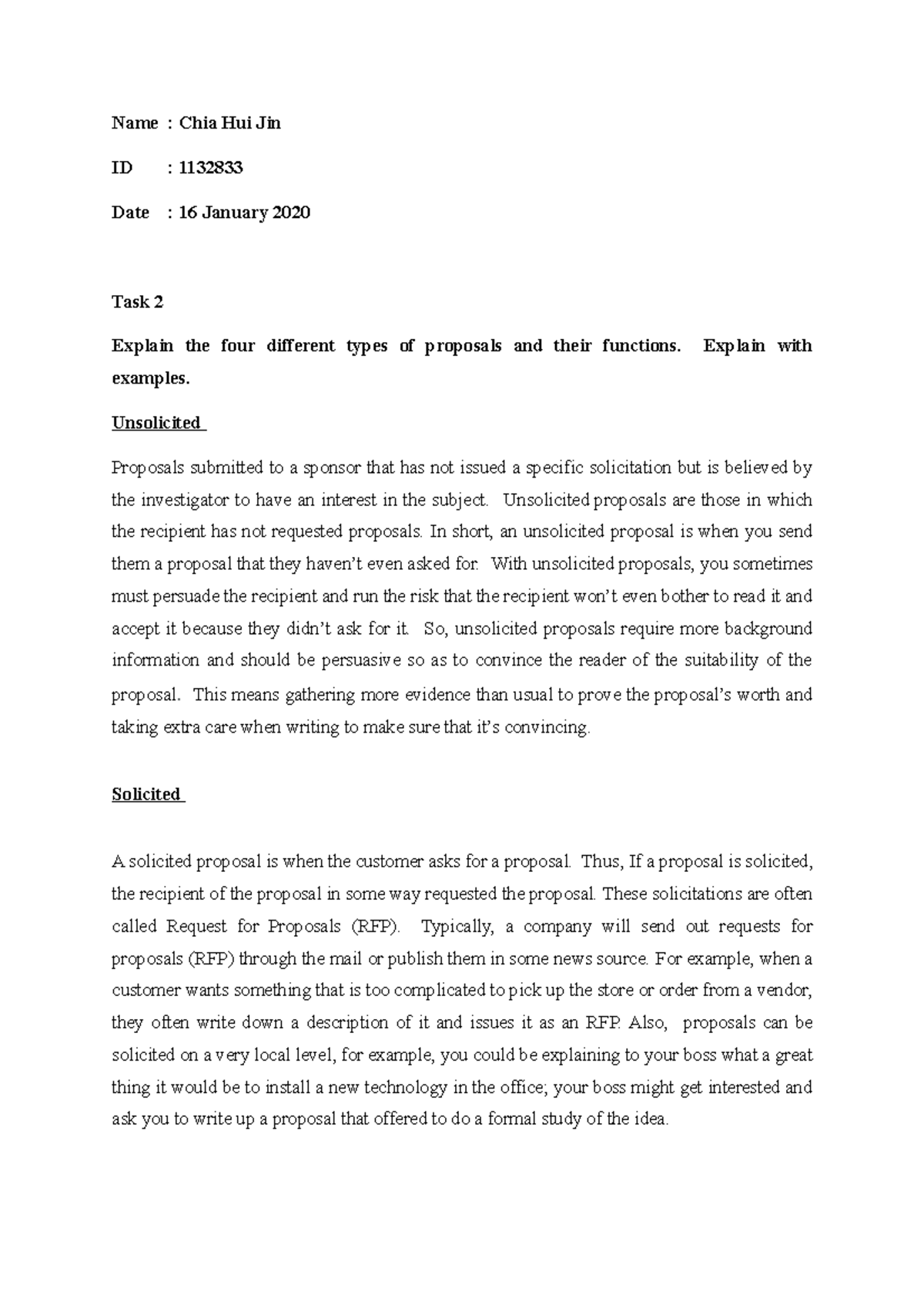 Report writing task 2 - Name : Chia Hui Jin ID : 1132833 Date : 16 ...