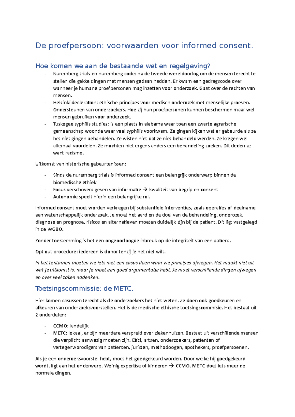 De proefpersoon - Werkgroep aantekeningen - De proefpersoon ...