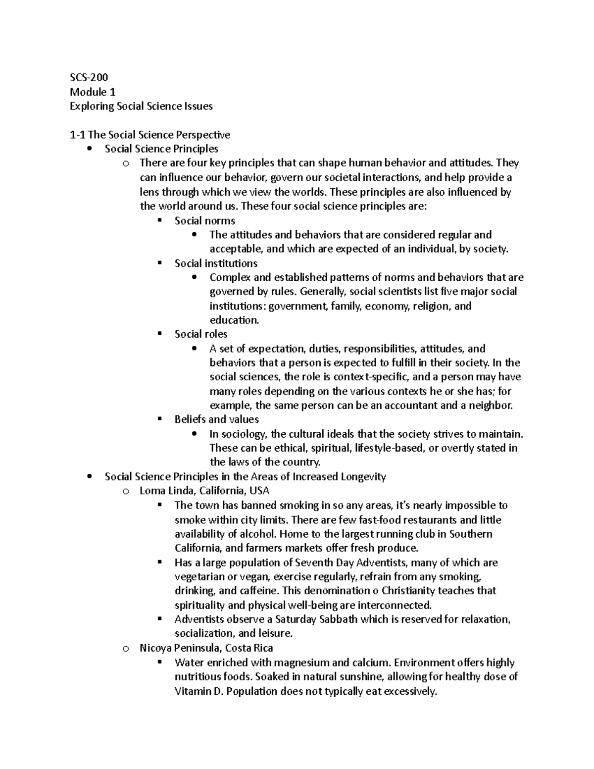 Module 1 Notes - MindEdge - SCS- Module 1 Exploring Social Science ...