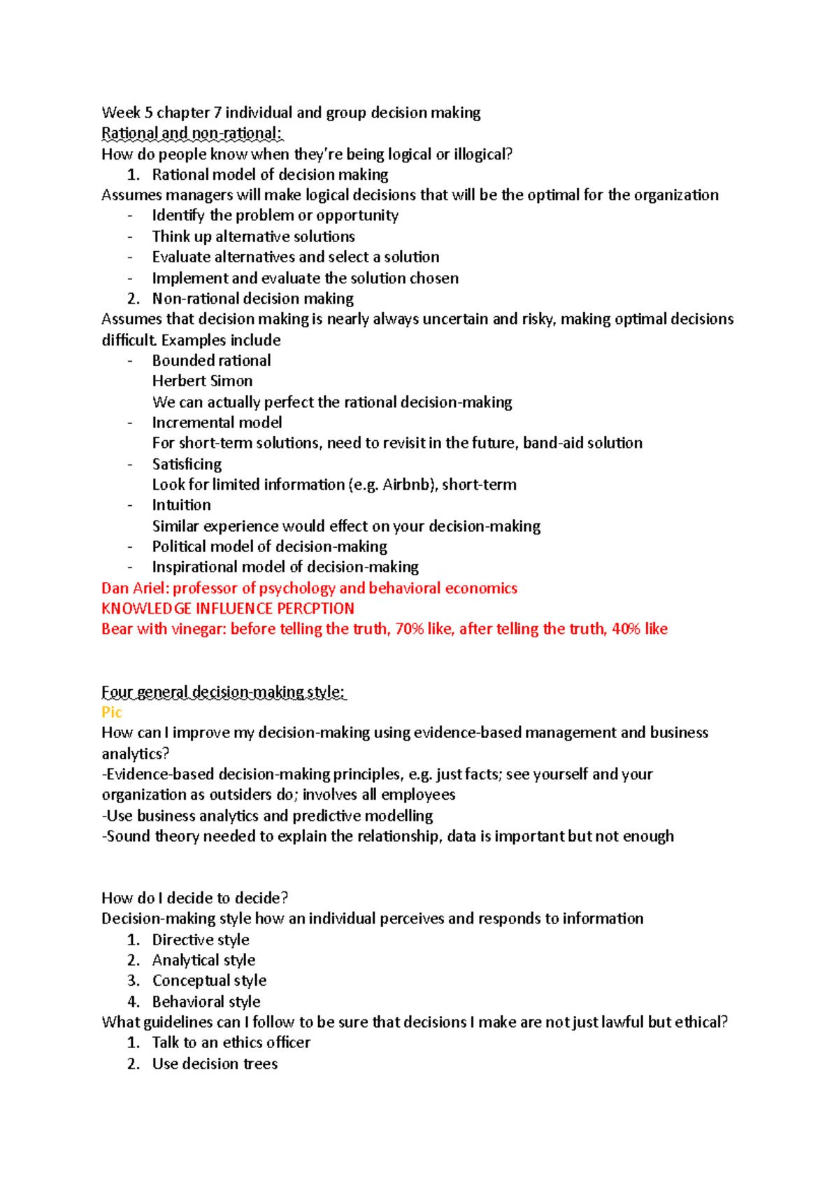 Week 5 chapter 7 individual and group decision making - Week 5 chapter ...