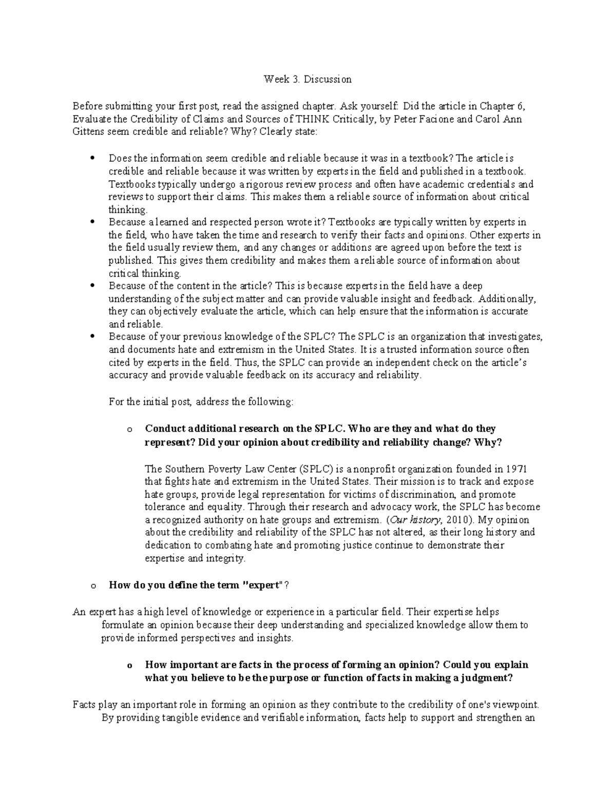 PHIL Wk 1-7 Discussion - Week 3. Discussion Before submitting your ...