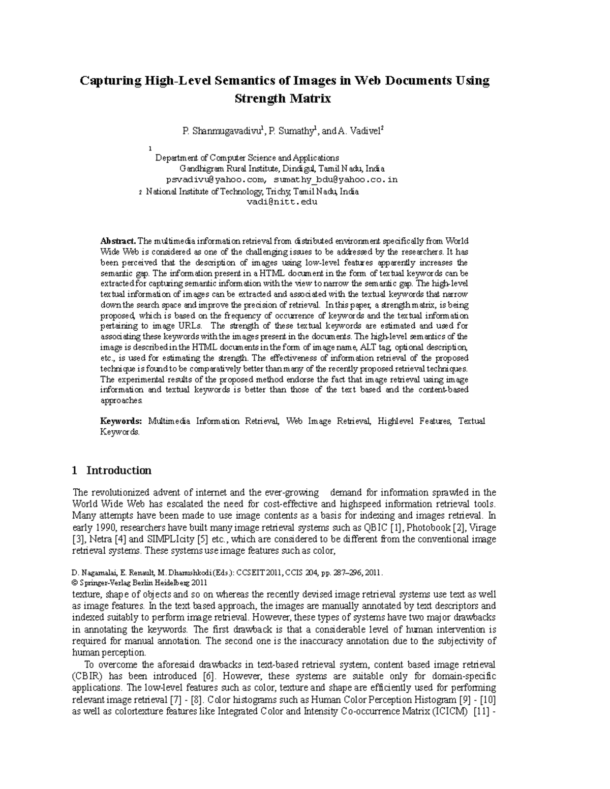 Capturing High - Capturing High-Level Semantics of Images in Web Documents Using Strength Matrix ...