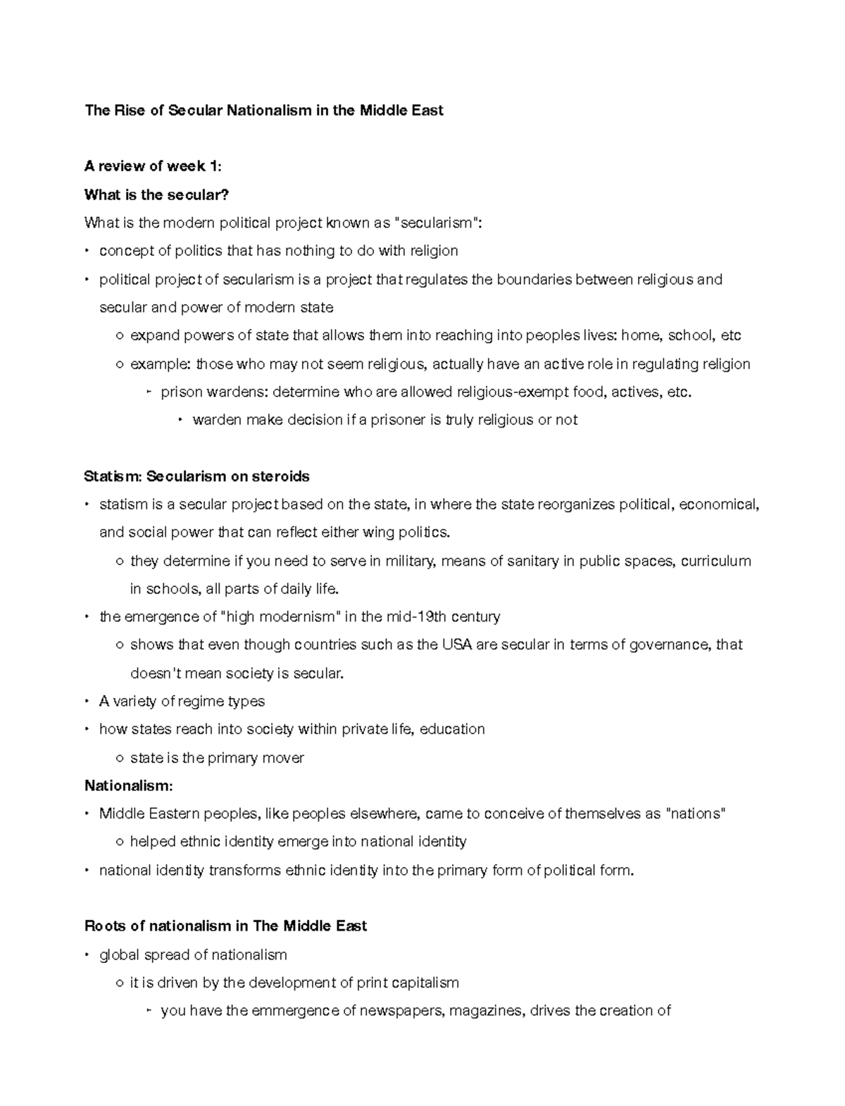 The Rise of Secular Nationalism in the Middle East - warden make ...