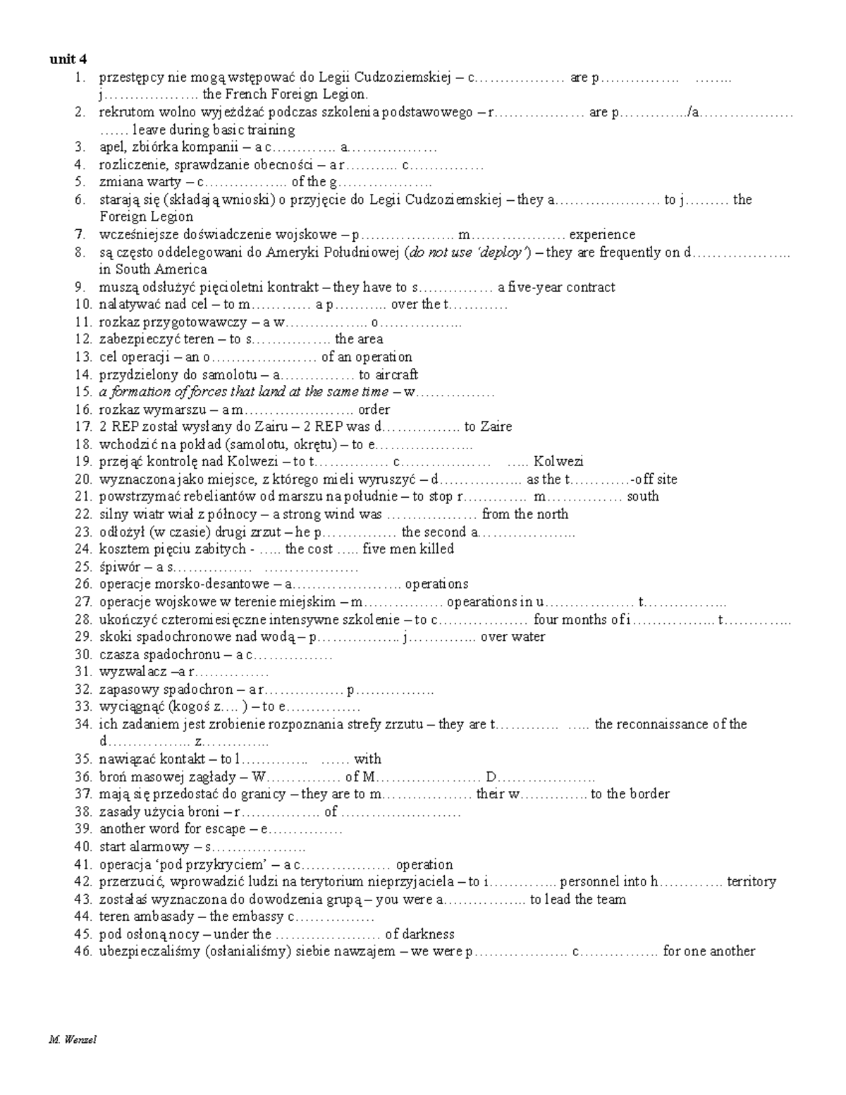 Unit 4 - ucz sie - unit 4 1. przestępcy nie mogą wstępować do Legii ...