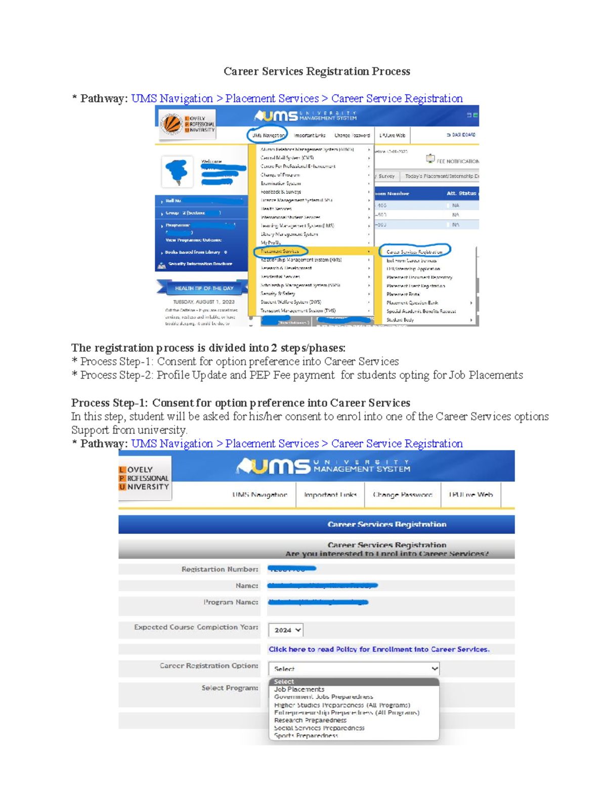 Careerservicesregistrationprocessdetails - Career Services Registration Process Pathway: UMS ...