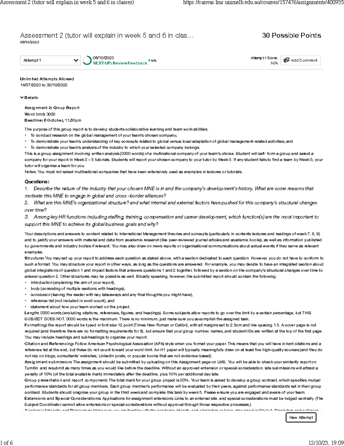 Assessment 2 (tutor will explain in week 5 and 6 in classes ...