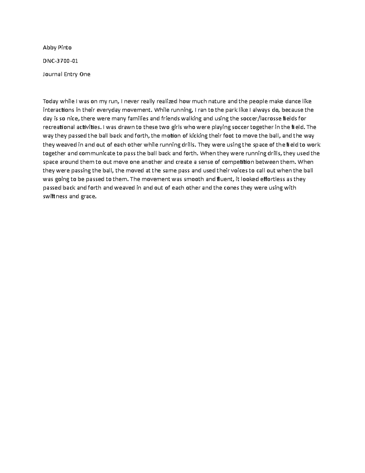 Journal entry one-abby pinto - Abby Pinto DNC-3700- Journal Entry One ...