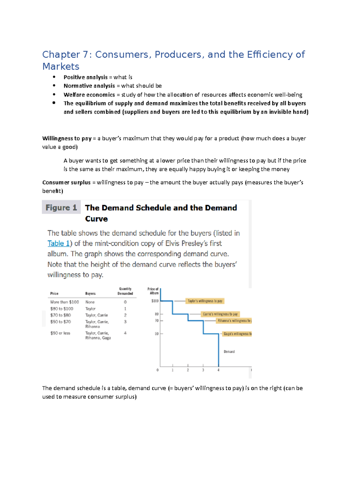 Chapter 7 summary - Chapter 7: Consumers, Producers, and the Efficiency ...