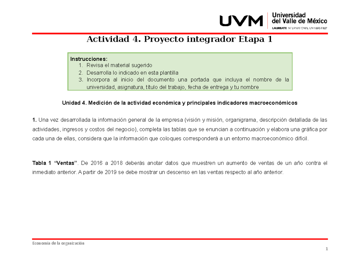Tabla 3 Compras - Actividad 4. Proyecto integrador Etapa 1 Instrucciones: 1. Revisa el material ...