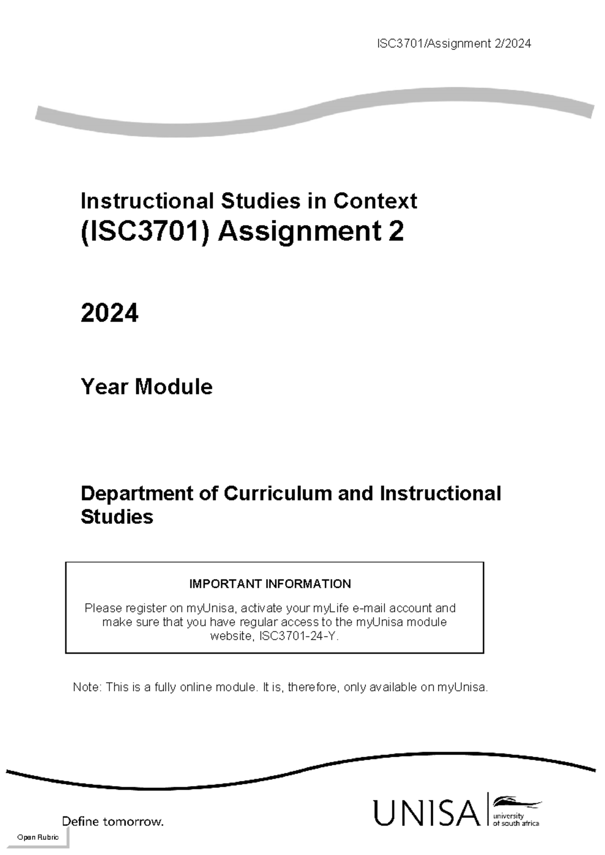 ISC3701 Assignment 2 uploaded 04April 2024 due May 14 - ISC3701 ...