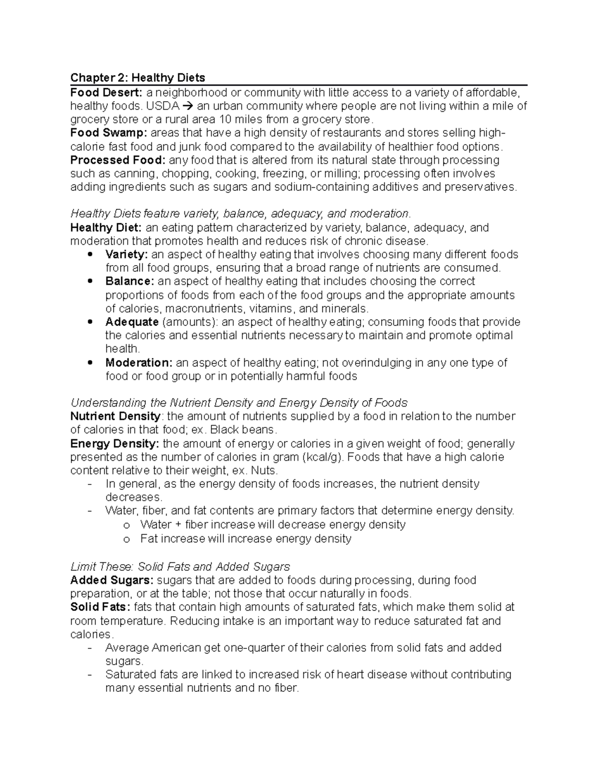Chapter 3 - Healthy Diets - Nutrition - Chapter 2: Healthy Diets Food ...