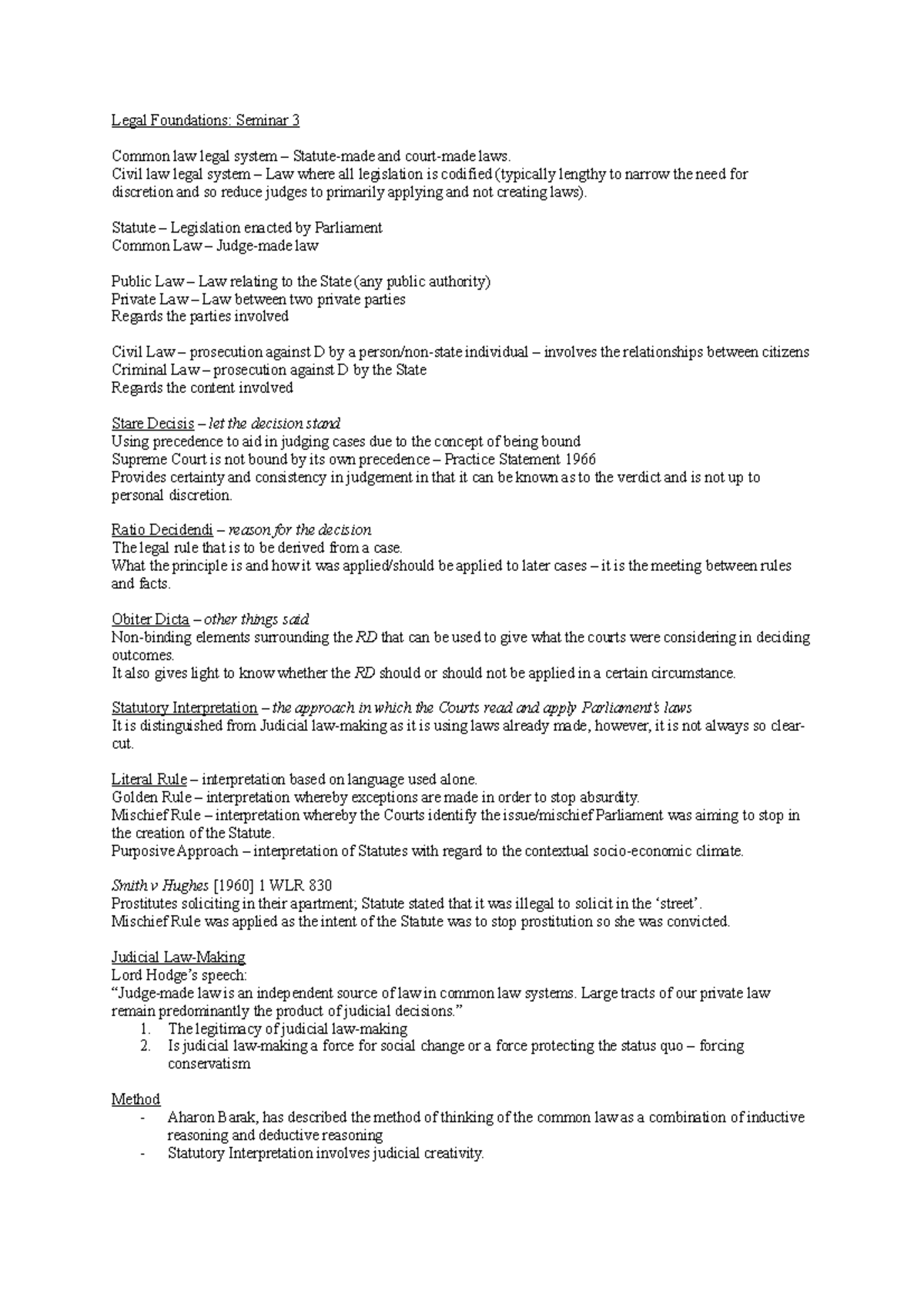 Seminar Note Work - Exeter University 2022 - Legal Foundations: Seminar ...