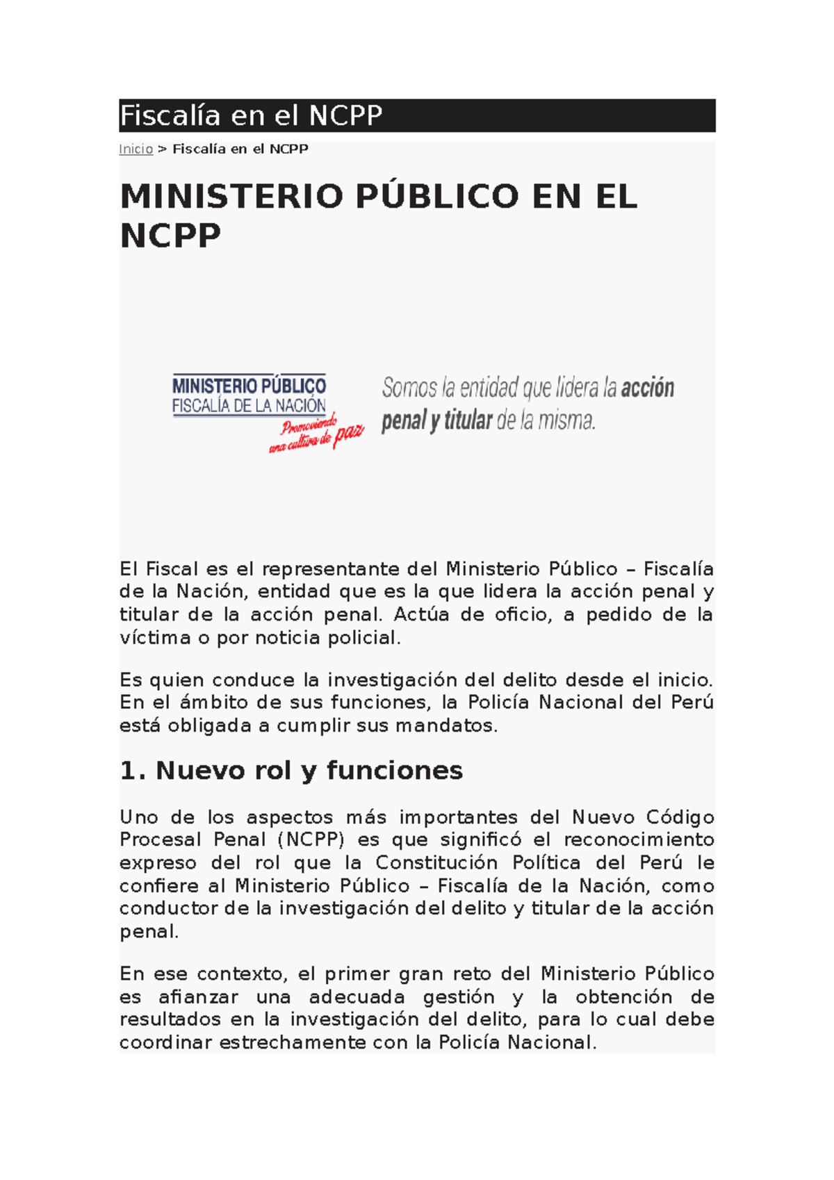 1 Lafiscaliaenelncpp - PENAL - Fiscalía en el NCPP Inicio > Fiscalía en ...