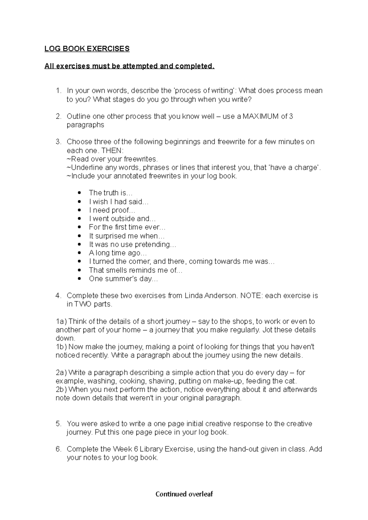 LOG BOOK Exercises 2019 - LOG BOOK EXERCISES All exercises must be ...