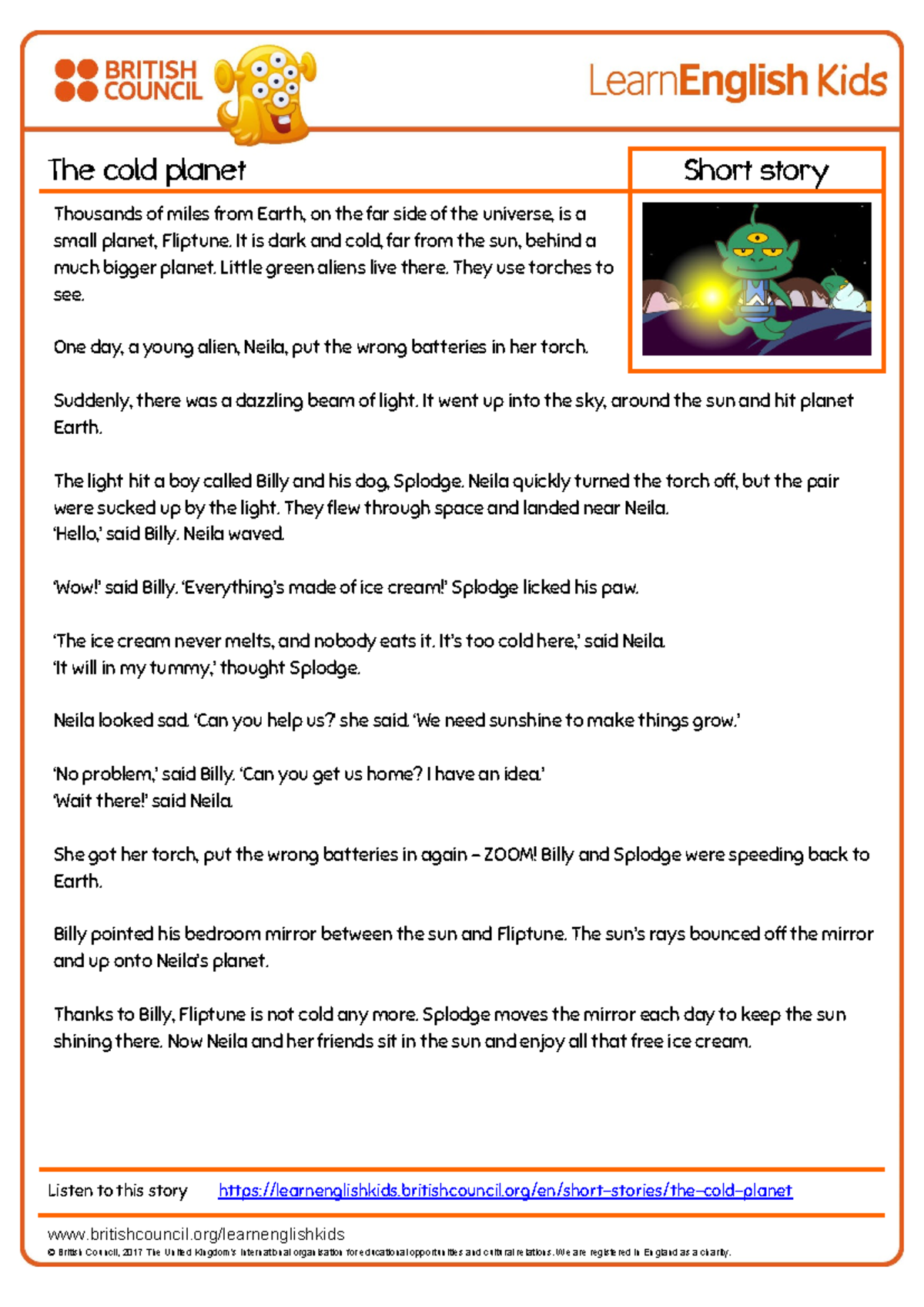 Short stories the cold planet transcript - britishcouncil ...