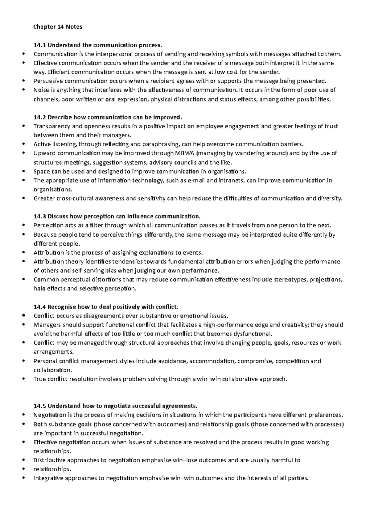 ITM Chapter 14 Notes - Chapter 14 Notes 14 Understand the communication ...